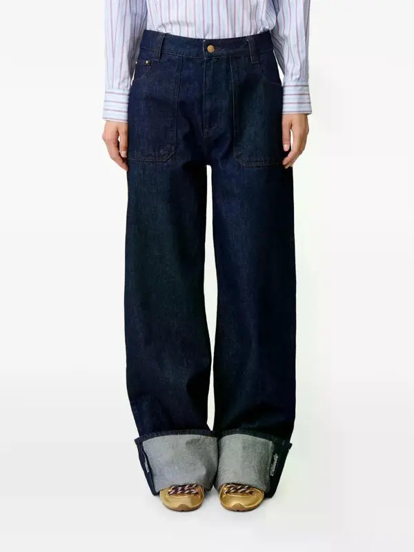 Claudie Pierlot Wide-leg Jeans Embroidered Cuffs