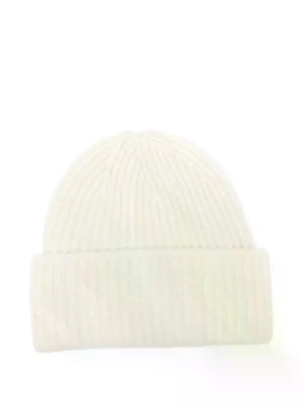 Soft Goat Ribbed-knit Beanie Hat - Neutrals