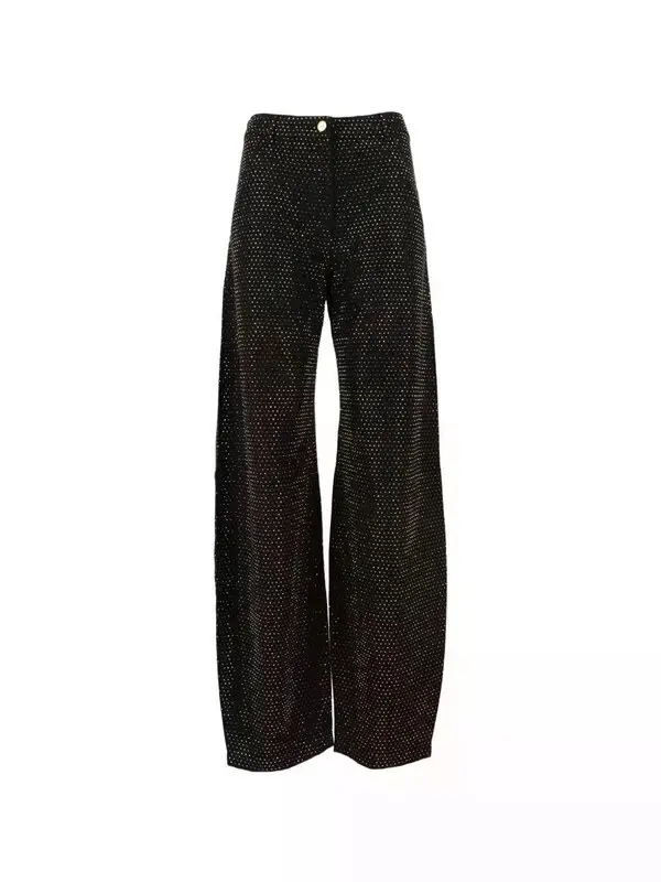 Elisabetta Franchi Balloon Denim Jeans With Rhinestones - Black