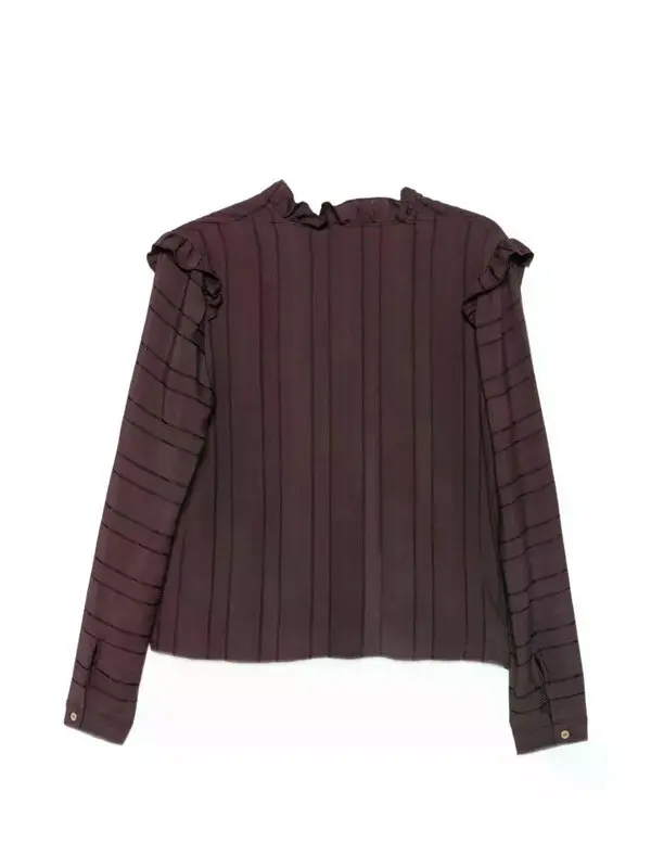 KRISTINA TI Striped Ruffled Blouse - Brown