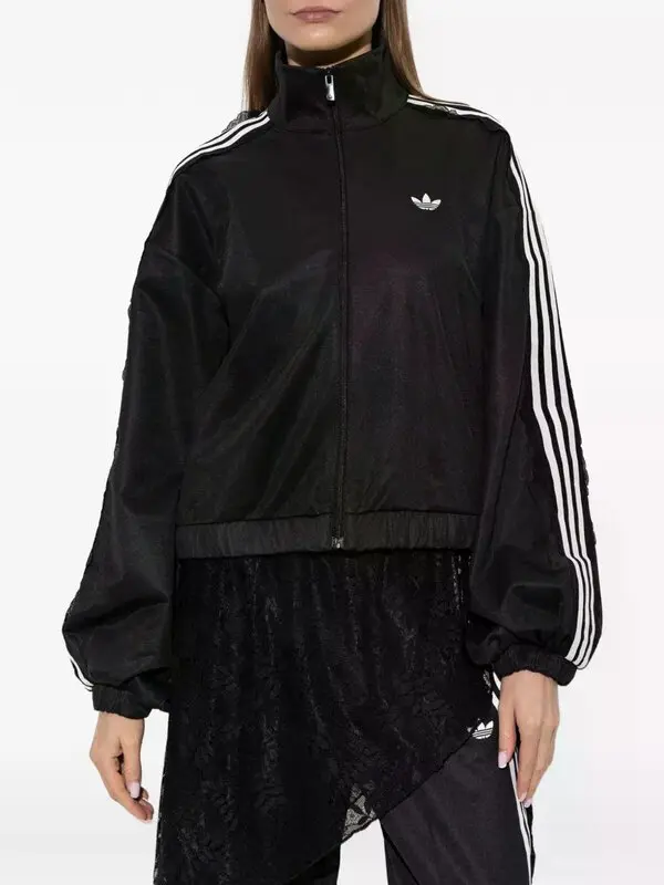 Adidas Logo-embroidered Lace-trim Zip-up Sweatshirt