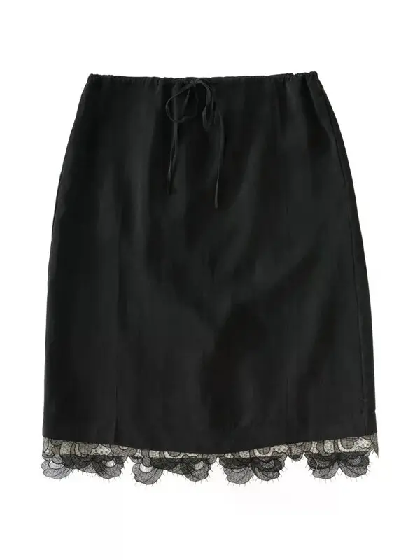 Studio Nicholson Alder Lace-hem Midi Skirt - Black