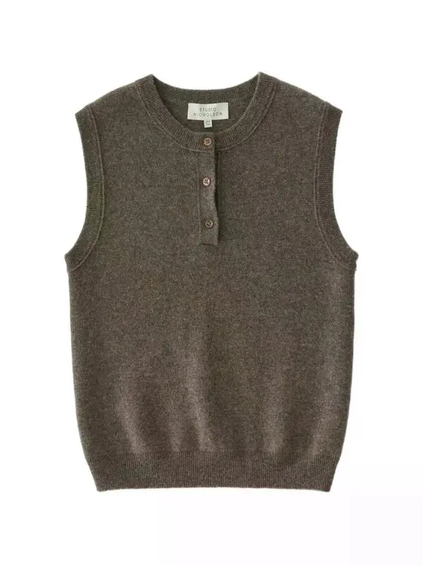 Studio Nicholson Aurel Half-placket Vest - Brown