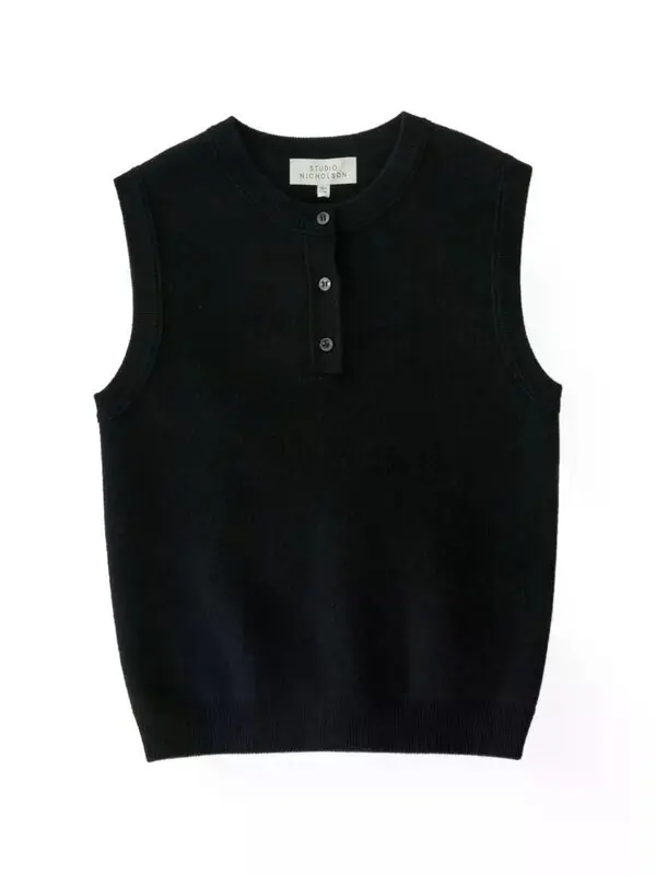 Studio Nicholson Aurel Half-placket Vest - Black