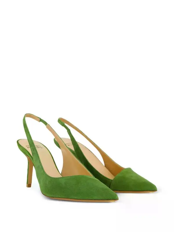 FRANCESCO RUSSO Suede Slingback Pumps - Green