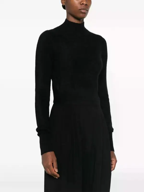 Sportmax Mock-neck Brushed Sweater - Black
