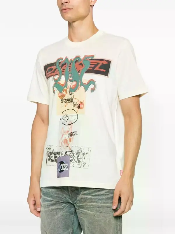 DIESEL® Graphic-print Stud-embellished T-shirt