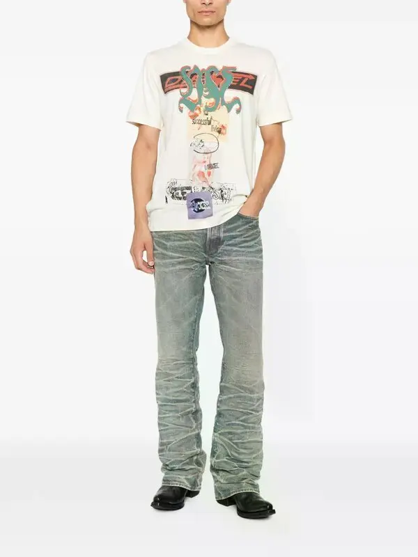 DIESEL® Graphic-print Stud-embellished T-shirt - Neutrals