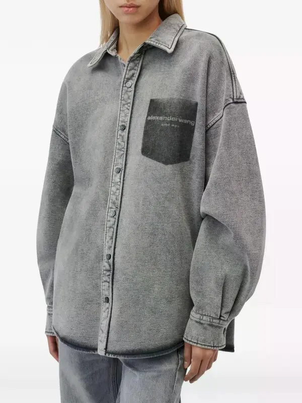 Alexander Wang Shadow Pocket Button Down Shirt - Grey