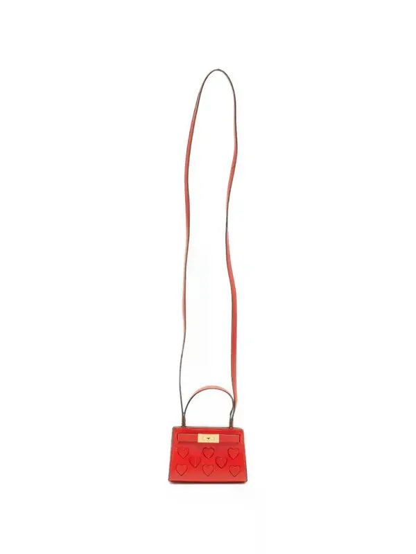Tory Burch Nano Lee Radziwill Crossbody Bag With Heart Detail - Red