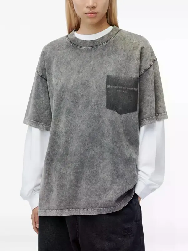 Alexander Wang Short Sleeve Tee W/ Shadow Pocket Graphic