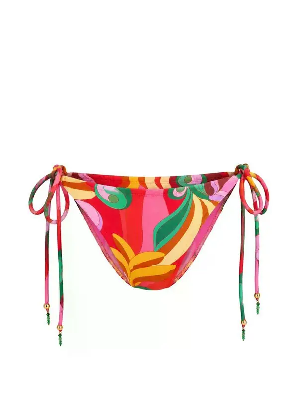 Farm Rio Graphic-print Tie-side Bikini Bottoms - Red