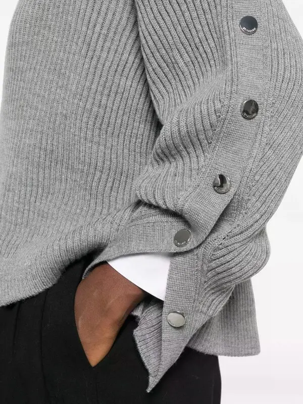 Sportmax Ribbed-knit Buttoned-sleeves Sweater