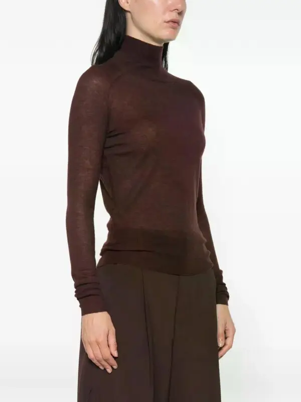 JOSEPH Yara High-neck Long-sleeve Sweater - Brown
