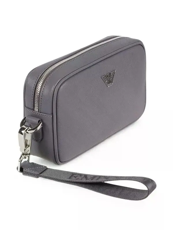Emporio Armani Logo-plaque Zip-around Wash Bag - Grey