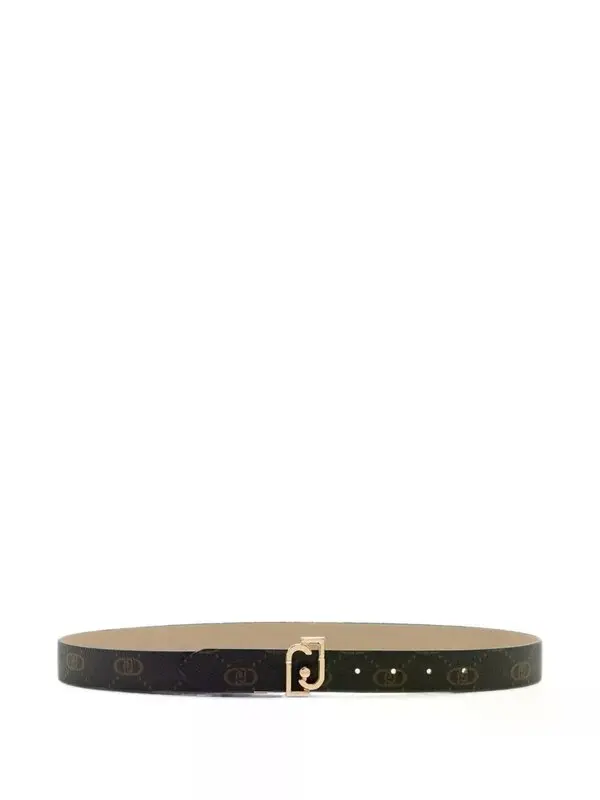 Liu Jo Logo-plaque Monogram-pattern Belt - Neutrals