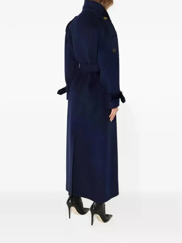 Elisabetta Franchi Wool Double-breasted Belted Coat - Blue