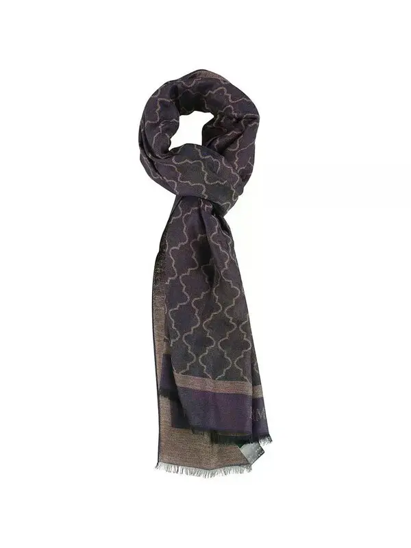 Emporio Armani Geometric-pattern Fringed-edge Scarf - Blue
