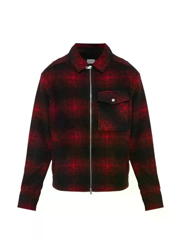 Moncler Check Logo-patch Shirt Jacket - Red