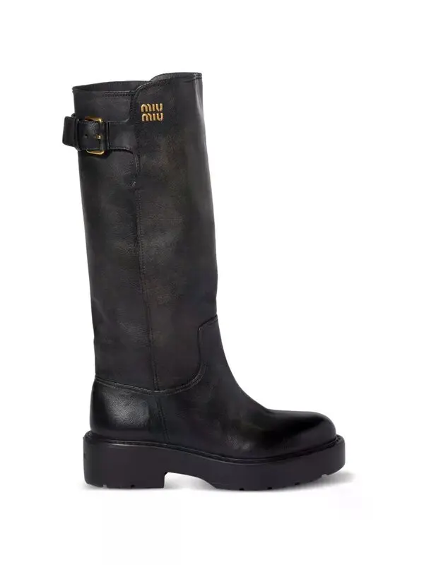 Miu Miu Leather Boots - Black