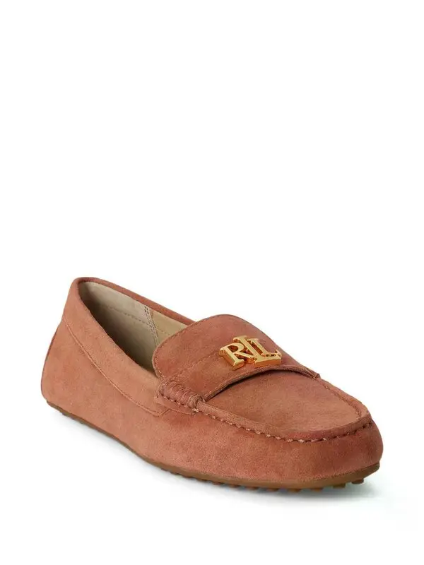 Ralph Lauren Barnsbury Logo-plaque Suede Ballet Flats - Red