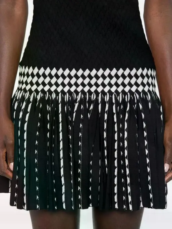 Sandro Checked Pleated Knitted Mini Dress