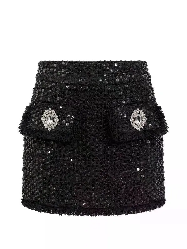 Philipp Plein Tweed Mini Skirt Paillettes-embellished