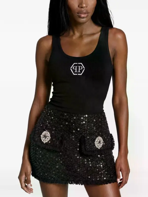 Philipp Plein Tweed Mini Skirt Paillettes-embellished