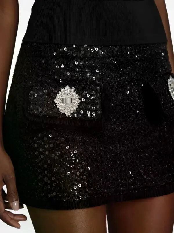 Philipp Plein Tweed Mini Skirt Paillettes-embellished