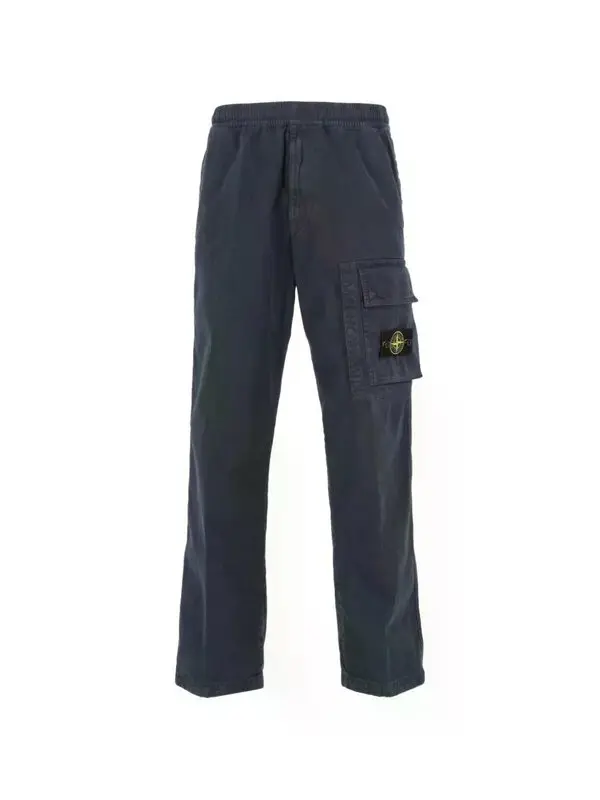 Stone Island 3100036 Stretch Organic Broken Twill Cotton 'old' Effect Loose-fit Joggers With Drawstring Cuffs - Blue