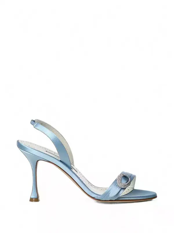 Manolo Blahnik Zutosan Crystal-buckle Slingback Sandals - Blue
