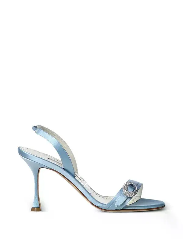 Manolo Blahnik Zutosan Crystal-buckle Slingback Sandals - Blue