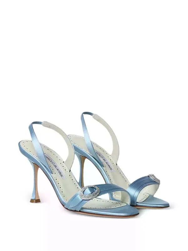 Manolo Blahnik Zutosan Crystal-buckle Slingback Sandals - Blue