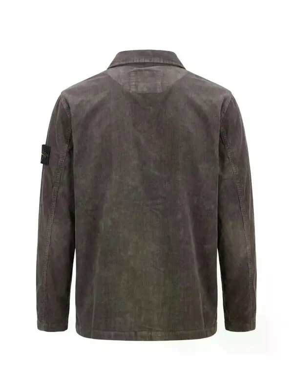Stone Island Corduroy Terra-effect Regular-fit Zip-up Overshirt With Chest Pockets