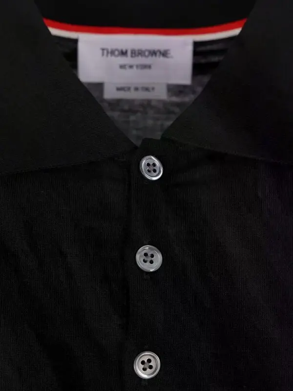 Thom Browne Tricolour-trim Wool Polo Shirt