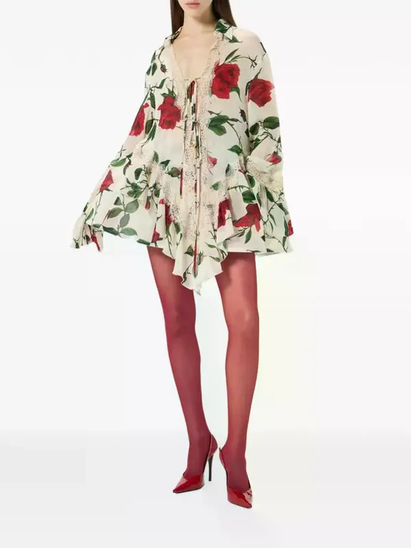 Blumarine Lace-trim Floral-print Shirt