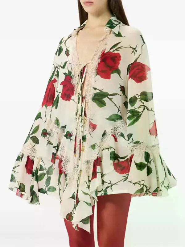 Blumarine Lace-trim Floral-print Shirt