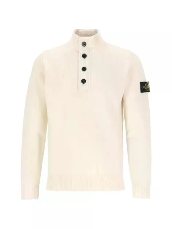 Stone Island 5100040 Lambswool Regular-fit Half-zip Jumper With Button Placket