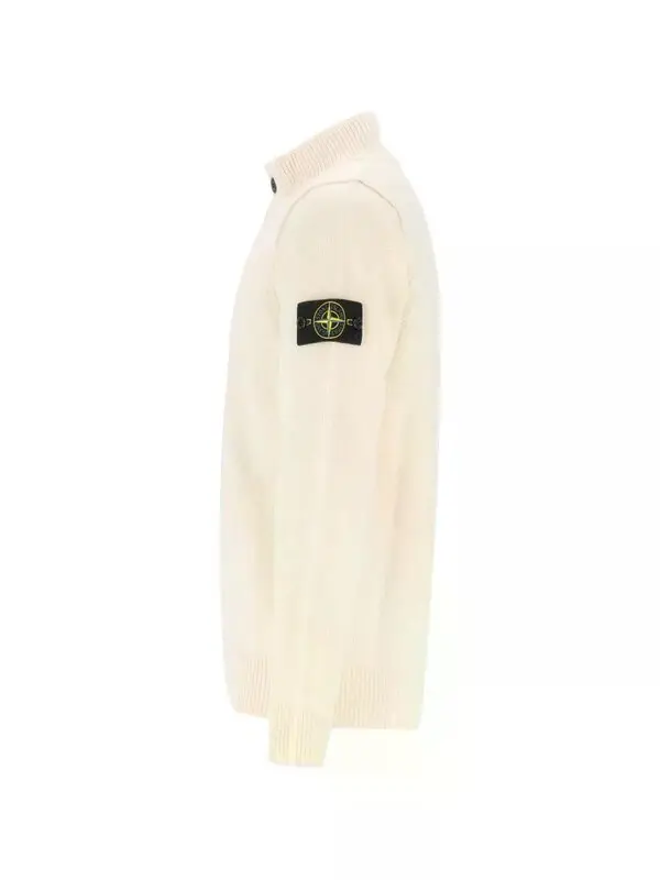 Stone Island 5100040 Lambswool Regular-fit Half-zip Jumper With Button Placket