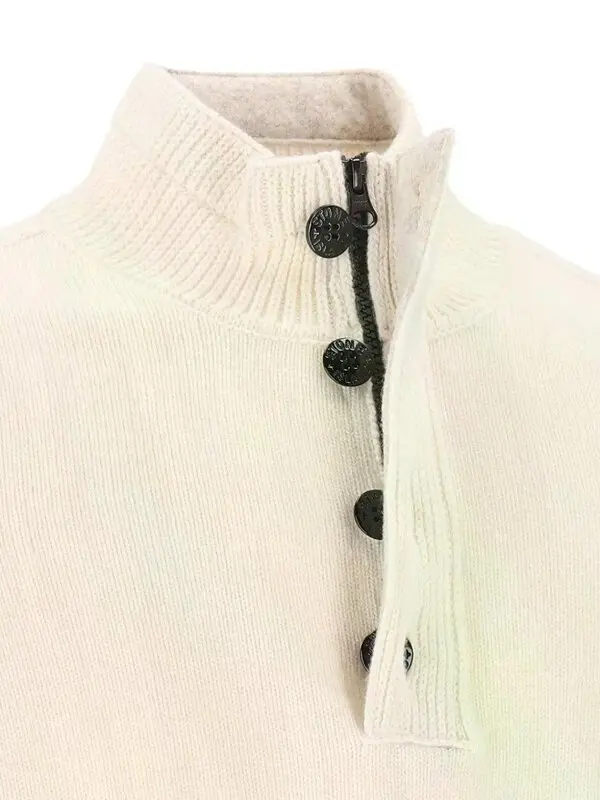 Stone Island 5100040 Lambswool Regular-fit Half-zip Jumper With Button Placket