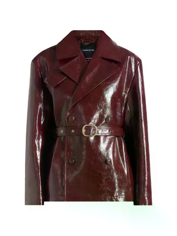 Manière De Voir Patent Belted Trench Jacket - Red