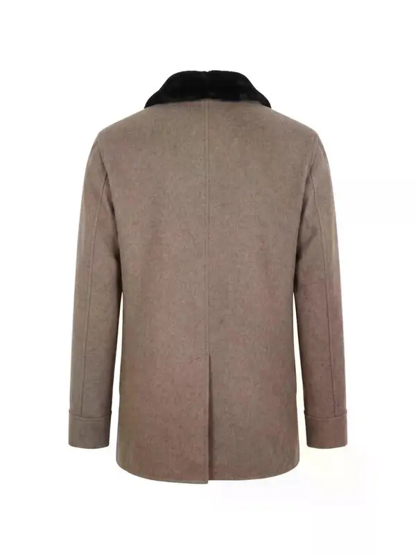 MONTECORE Double-breasted Faux-fur Collar Coat