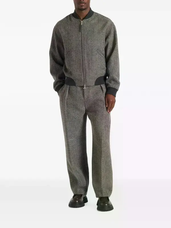 Manière De Voir Dorian In Herringbone Wool Pleated Trousers
