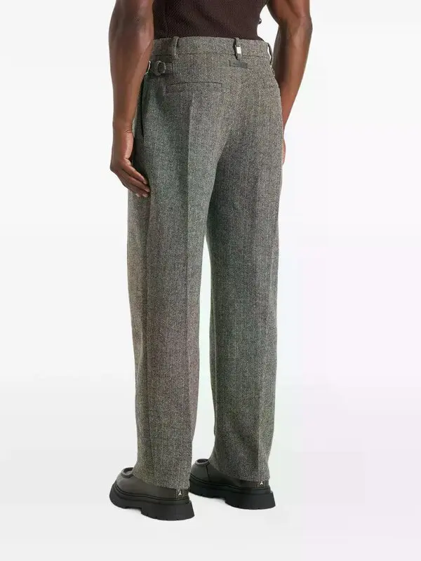 Manière De Voir Dorian In Herringbone Wool Pleated Trousers