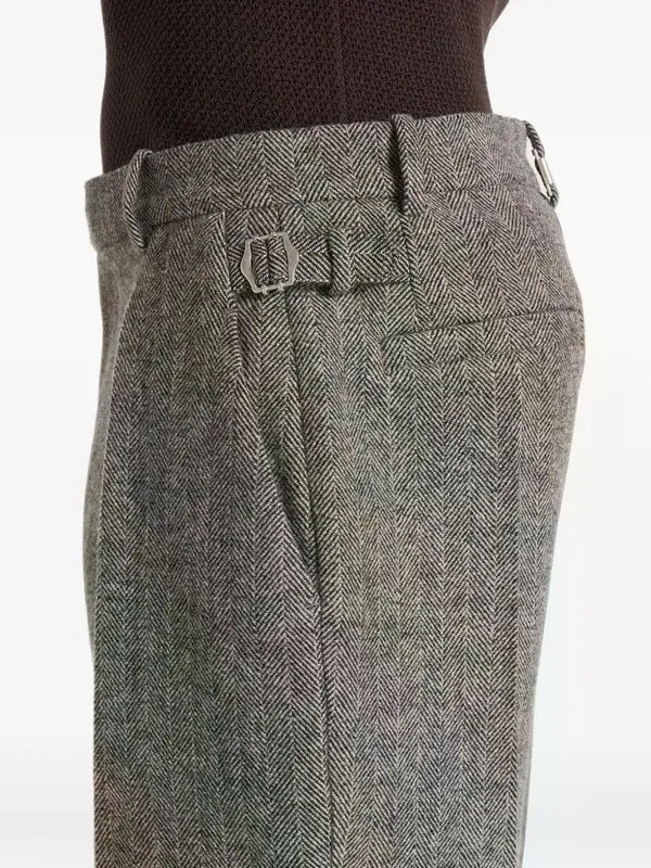 Manière De Voir Dorian In Herringbone Wool Pleated Trousers