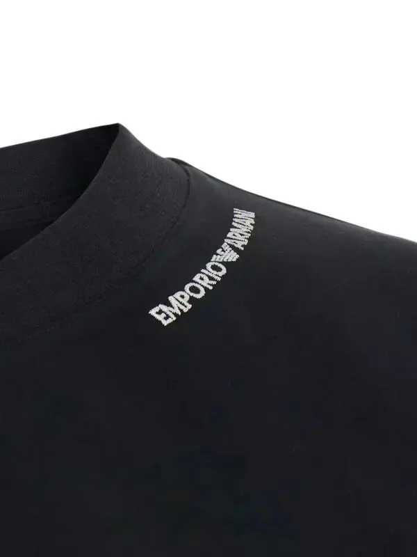 Emporio Armani Logo-embroidered Long-sleeve T-shirt - Black