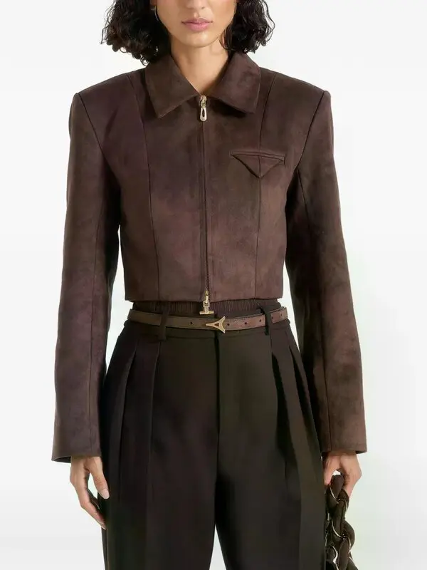 Manière De Voir Adina In Suede Cropped Jacket