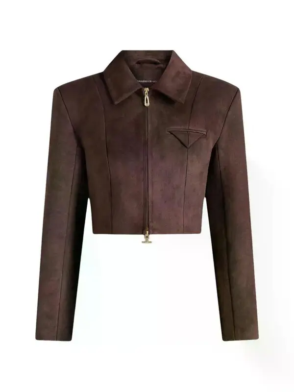Manière De Voir Adina Suede Cropped Jacket - Brown