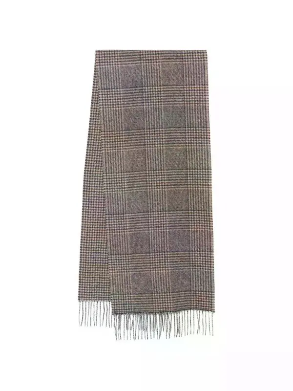 Barbour Prince Of Wales Check Fringed Scarf - Grey