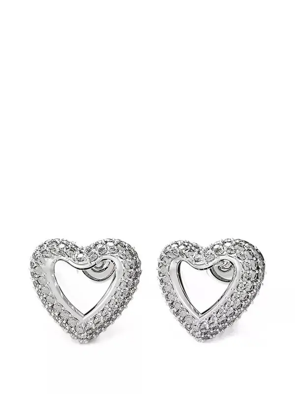 Guess Pavé Heart-shape Earrings - Silver